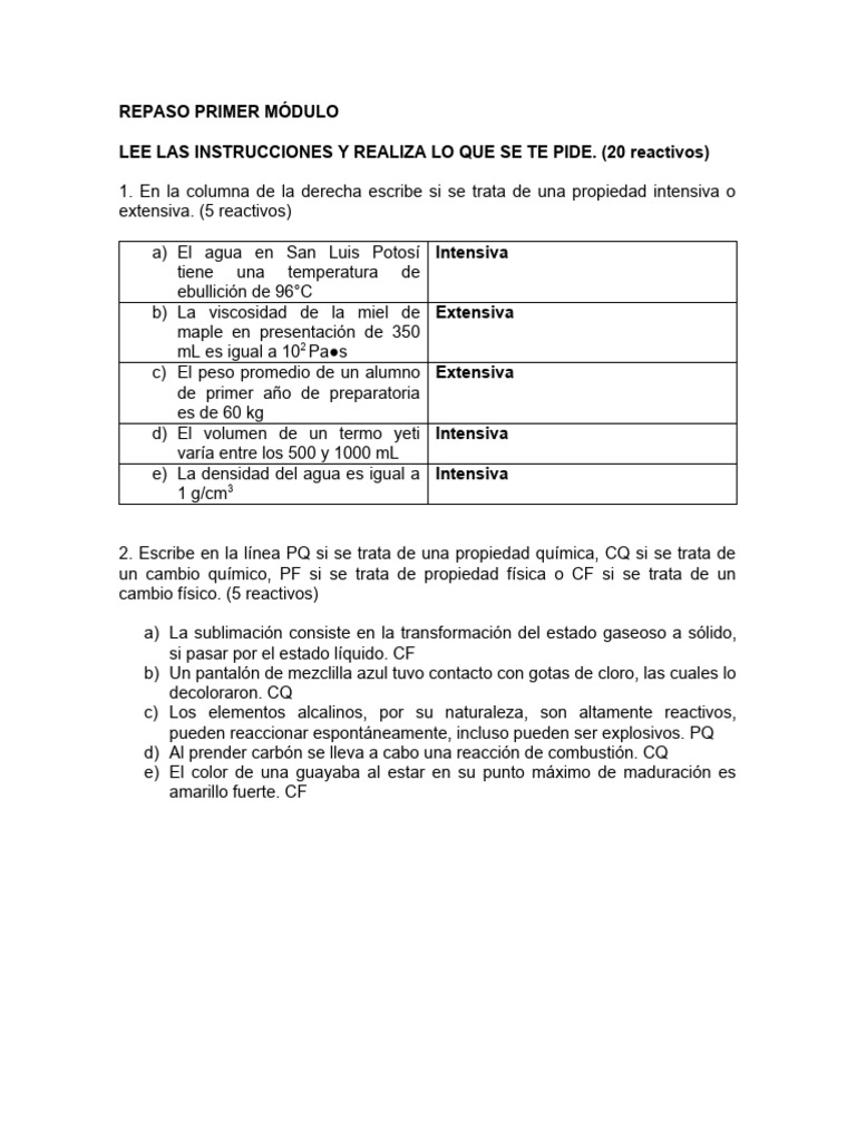 Repaso Quimica Modulo 1 | PDF | Química | Importar