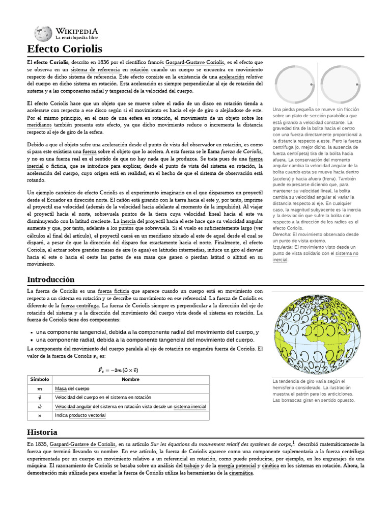 Efecto Coriolis | PDF | Fuerza | Rotación