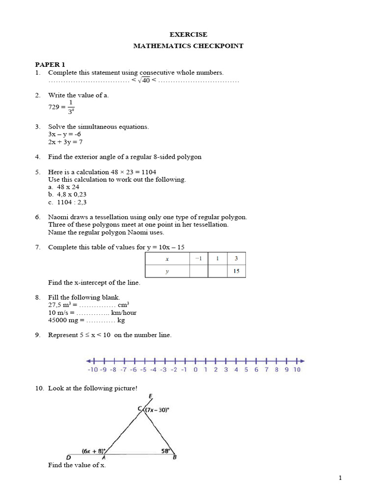 SOAL DRILL CHECKPOINT 2023-2024 Math 1-26 | PDF | Mathematics