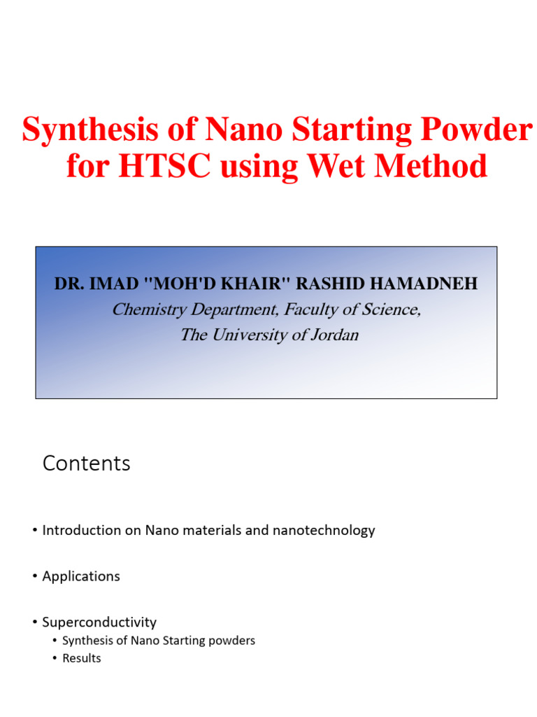 Synthesis of Nano Starting Powder | PDF | Nanotechnology | Nanomaterials