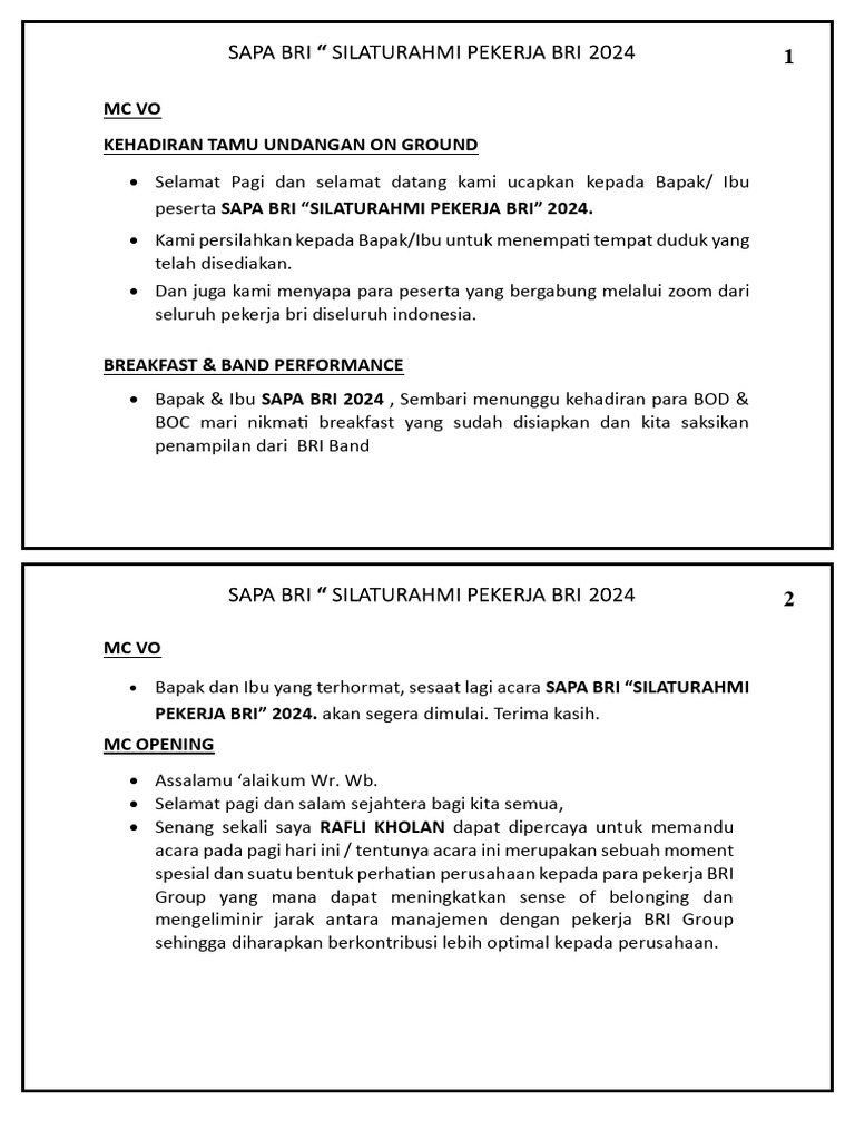 Que Card MC Formal Rafli Kholan | PDF