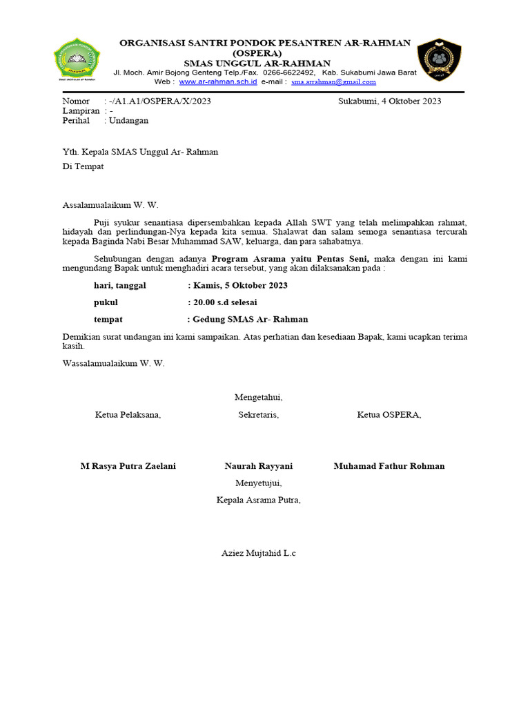Surat Undangan Maulid Nabi | PDF