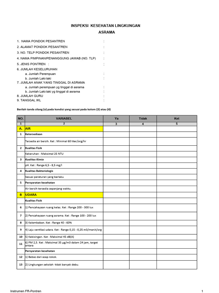 Form IKL Pontren Tahun 2024 | PDF