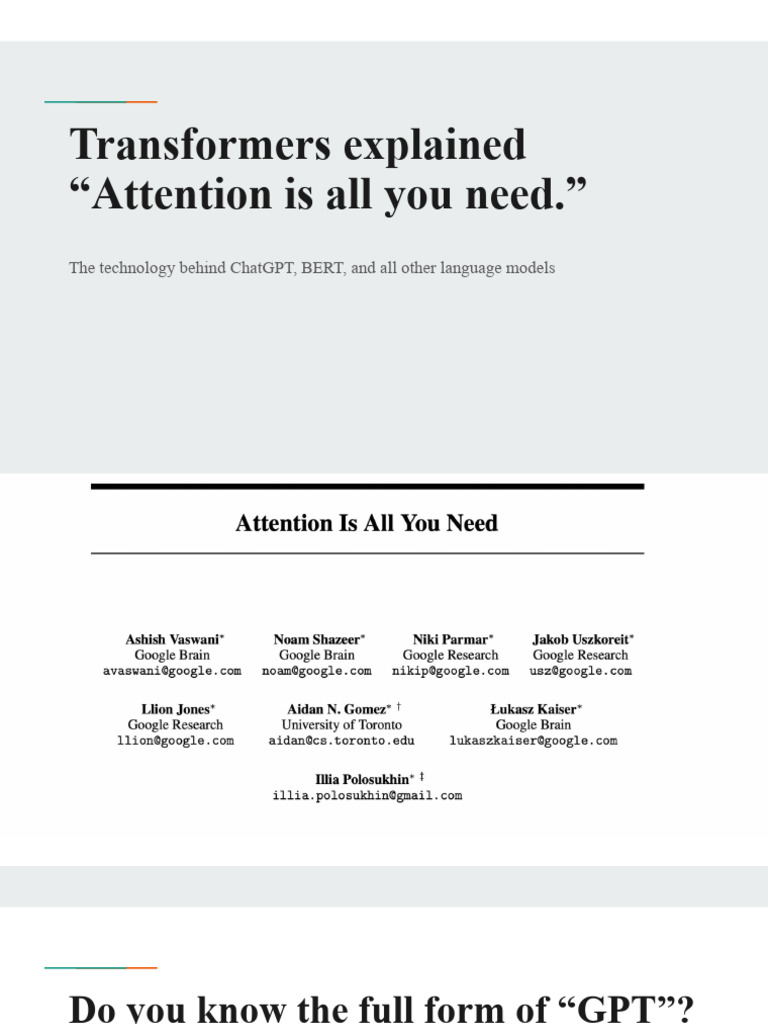 Transformers Explained "Attention Is All You Need." | PDF | Applied Mathematics | Cognitive Science