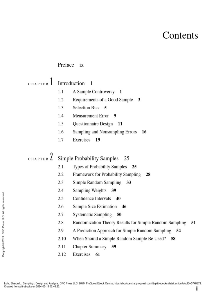 Sampling Design and Analysis - (Contents) | PDF | Sampling (Statistics ...