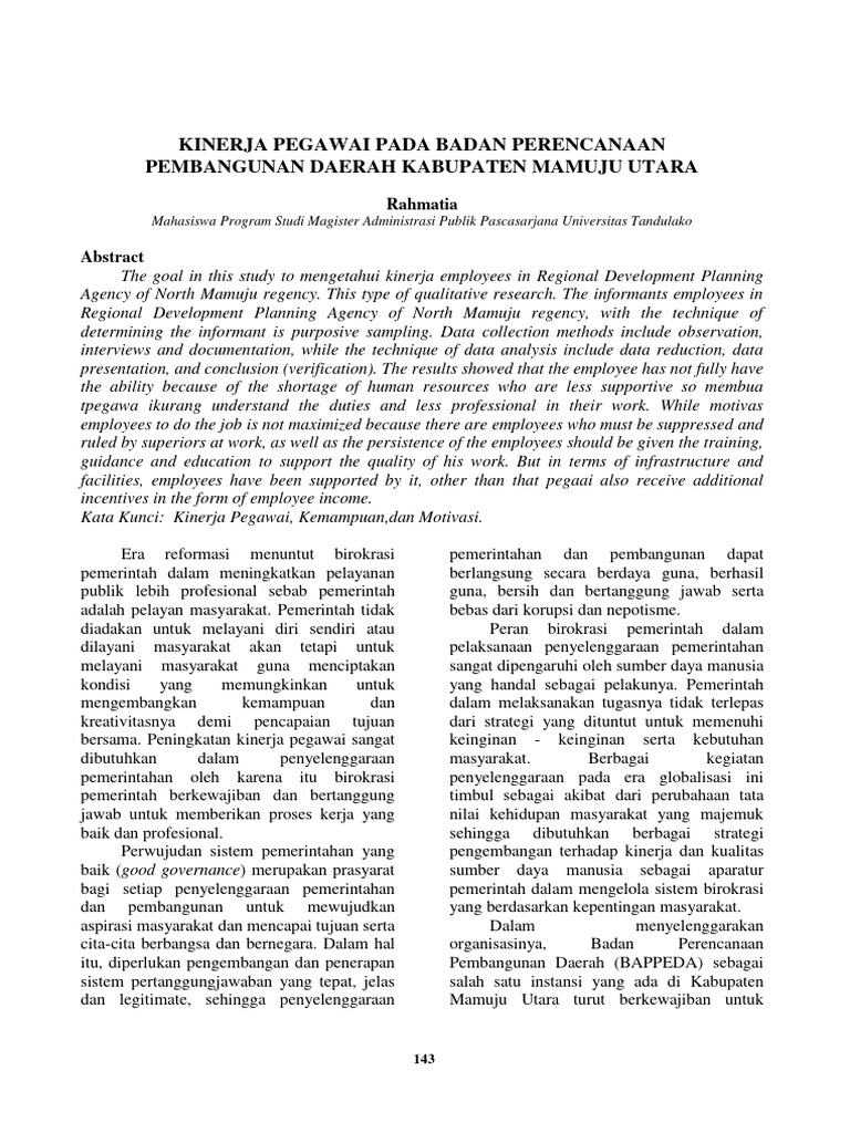 ID Kinerja Pegawai Pada Badan Perencanaan P | PDF