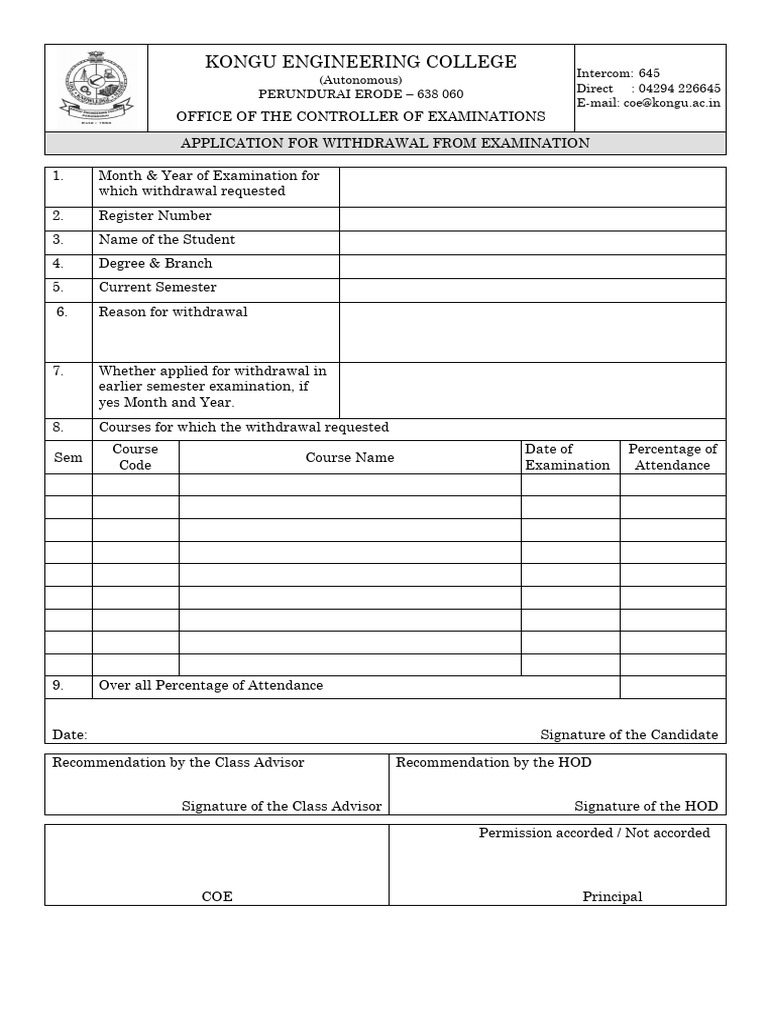 Withdrawal Apllication Form1 | PDF | Technology & Engineering