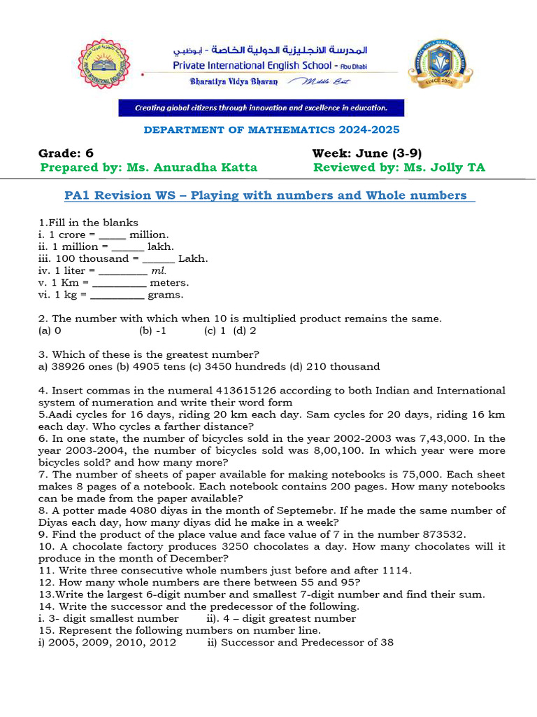 PA1 - Revision WS 1 | PDF
