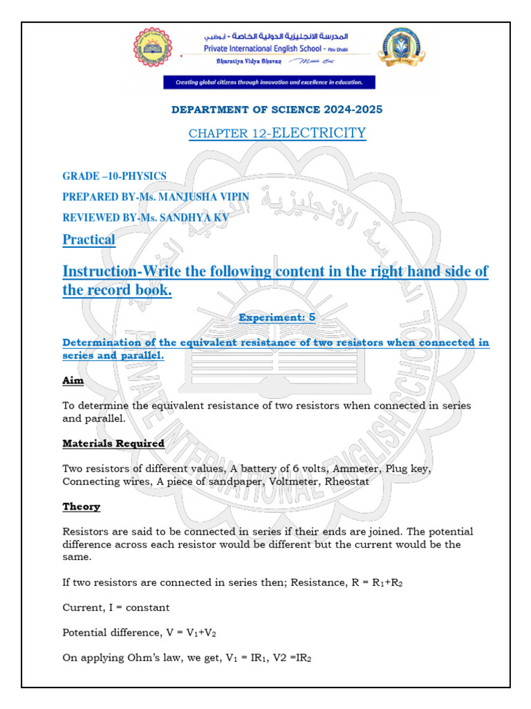 Resistors in Series and Parallel | PDF | Series And Parallel Circuits ...