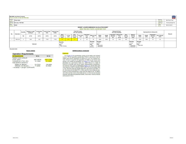 Mvac-Ge-02 - Genset Louver Dimension Calculation Sheet | PDF | Building ...