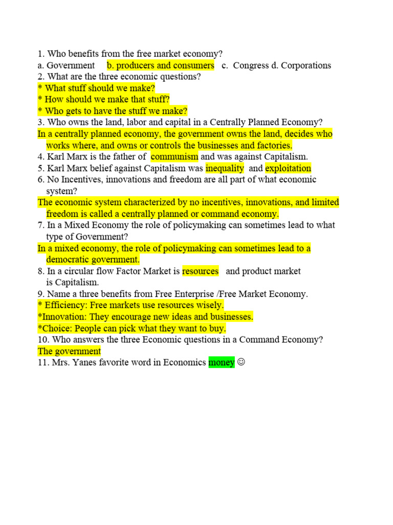 Economics Quiz | PDF | Politics