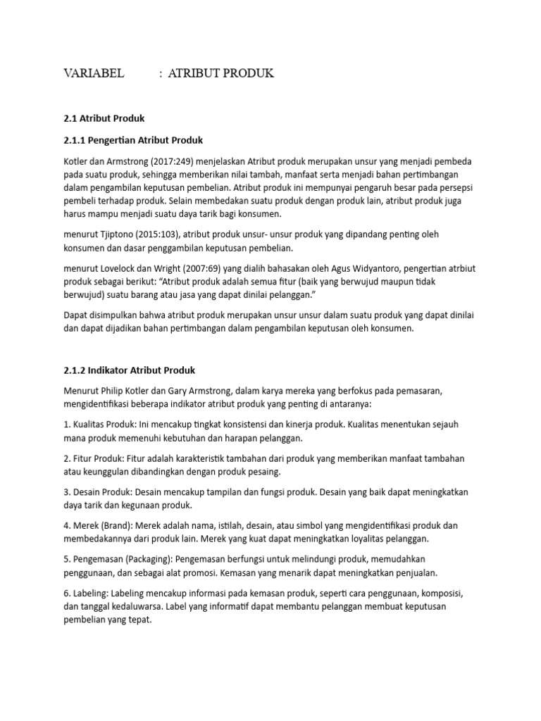 Indikator Atribut Produk untuk Keputusan Pembelian | PDF