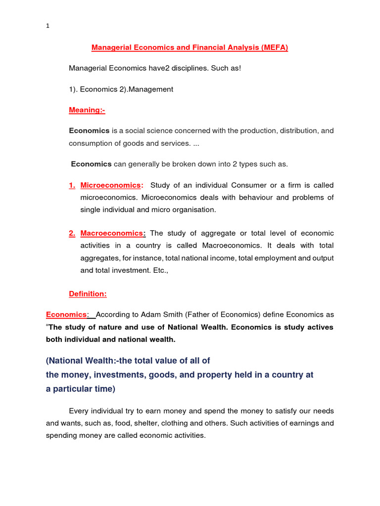 MEFA Unit-1 | Download Free PDF | Economics | Demand