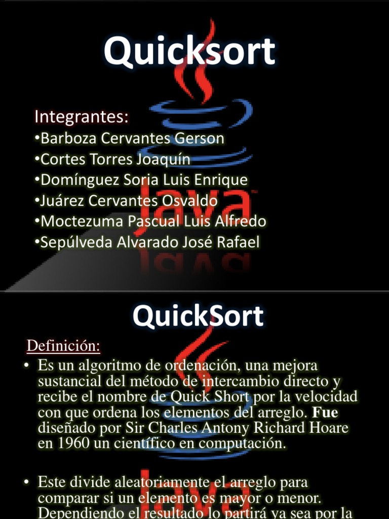 Presentacion Estructura Quick-Sort | PDF | Ciencias de la Computación | Algoritmos