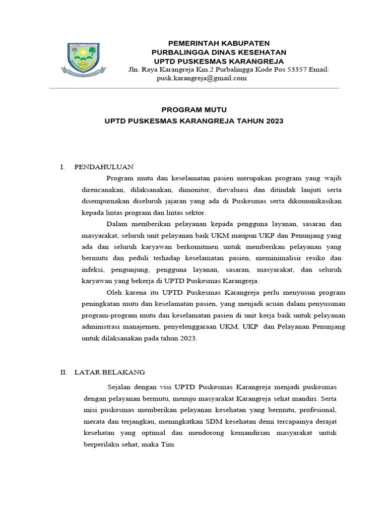 5.1.1.a Program Mutu 2023.docx - Google Dokumen | PDF