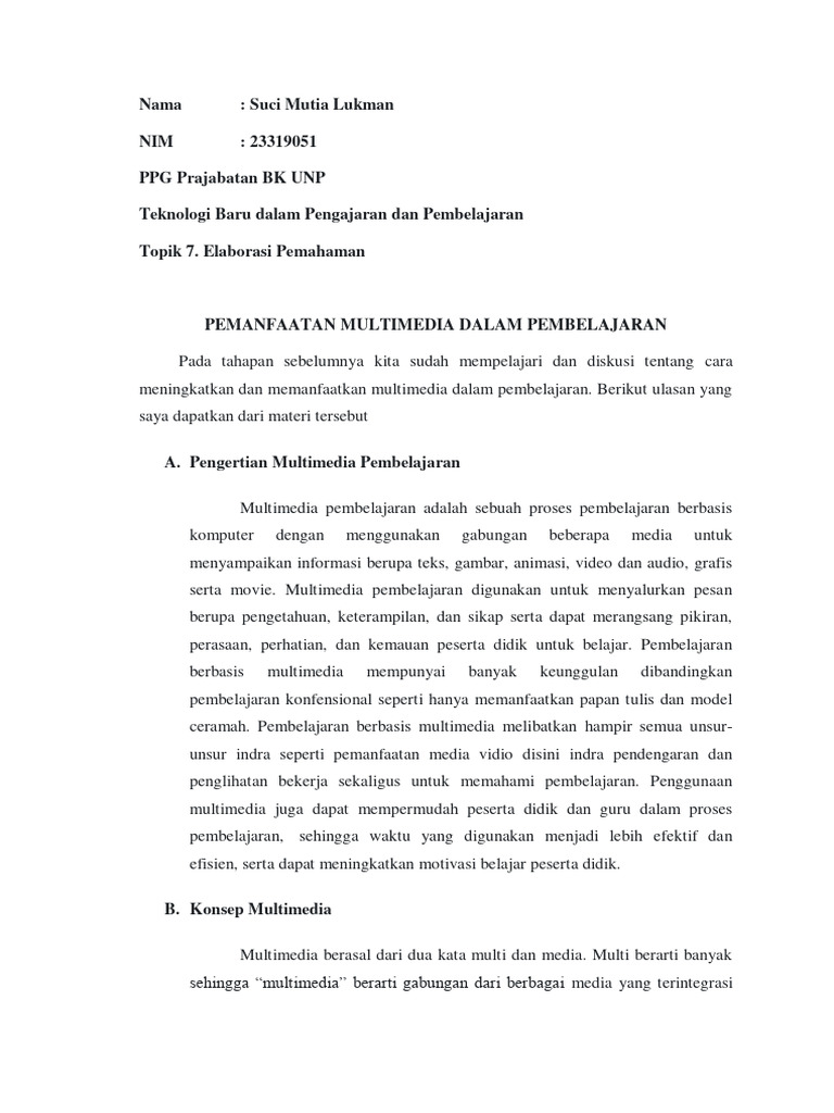 Pemanfaatan Multimedia dalam Pembelajaran | PDF | Karier & Perkembangan ...