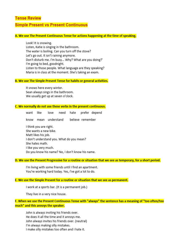Unit 1 Tense Review | Download Free PDF | Grammatical Tense | Language Mechanics