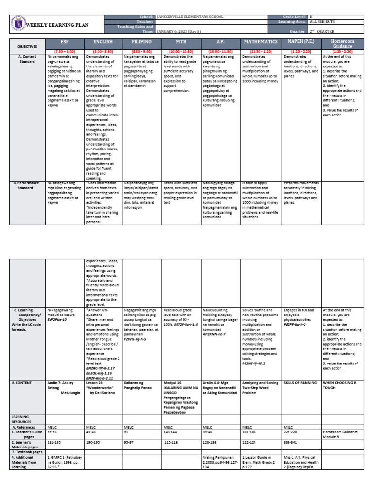 DLP q2w6 Grade 2 January 6 2023 Friday | PDF