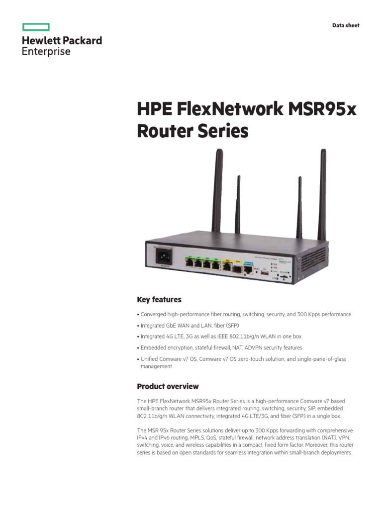 Hpe Flexnetwork msr950 Router Series J | PDF | Computer Network | I Pv6
