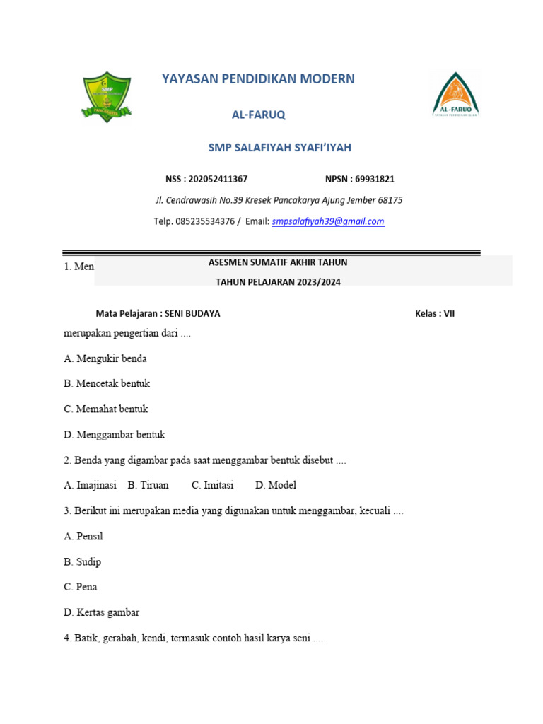 SBD Kelas Vii | PDF | Seni