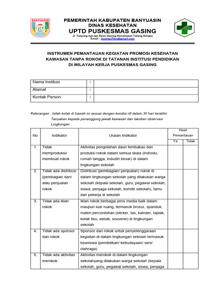 BUTIR 3.27 Menyusun Instrumen Pemantauan Kegiatan Promkes | PDF