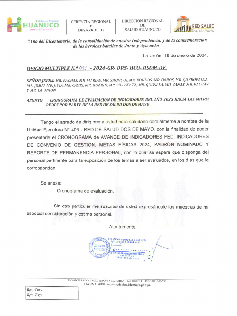 Oficio Multiple #020-2024 | PDF