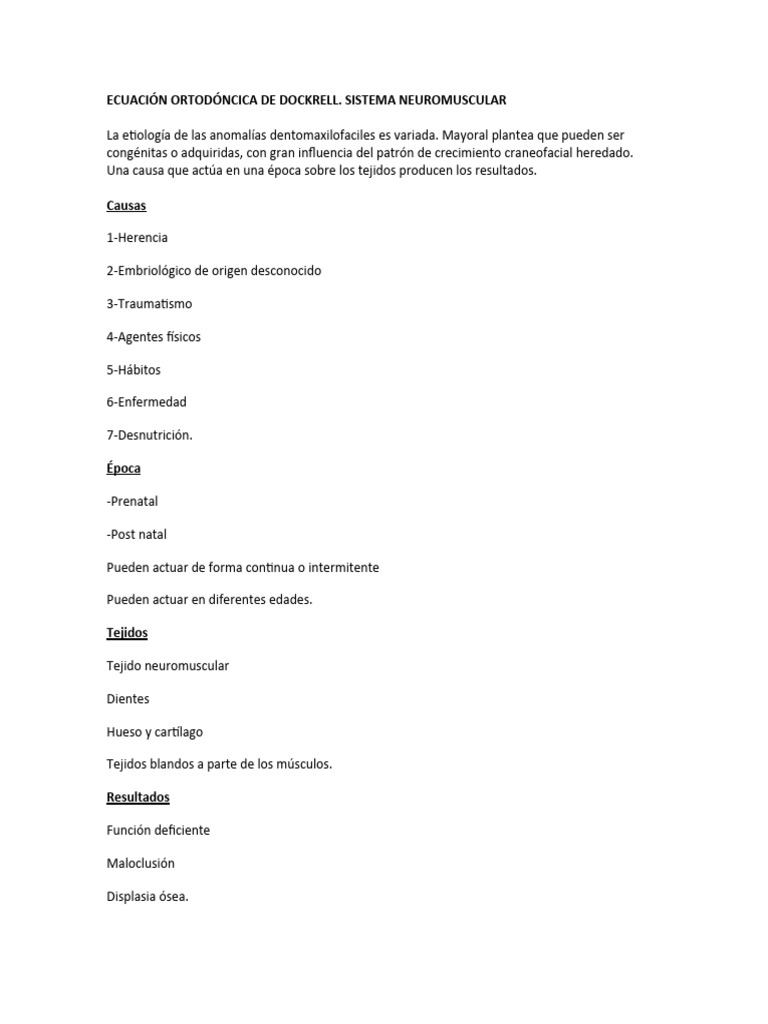 Ecuación Ortodóncica de Dockrell | PDF | Articulación | Dolor