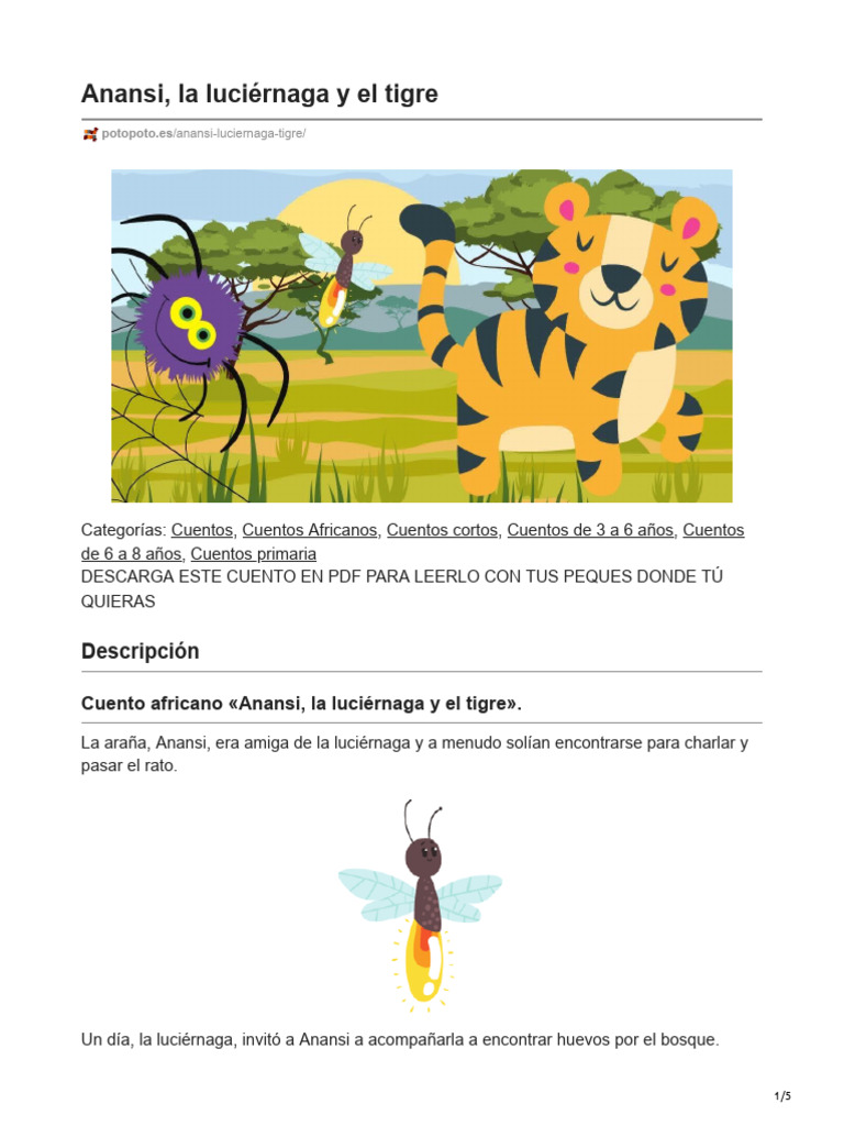 Anansi La Luciérnaga y El Tigre | PDF