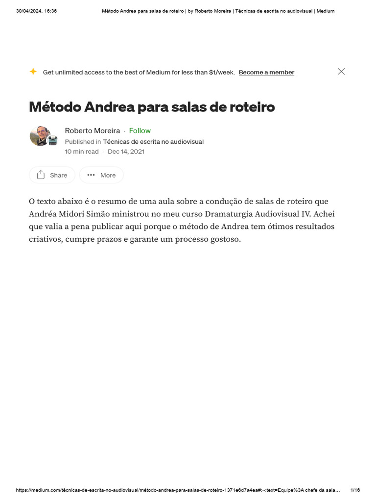 Método Andrea para salas de roteiro _ by Roberto Moreira _ Técnicas de escrita no audiovisual ...