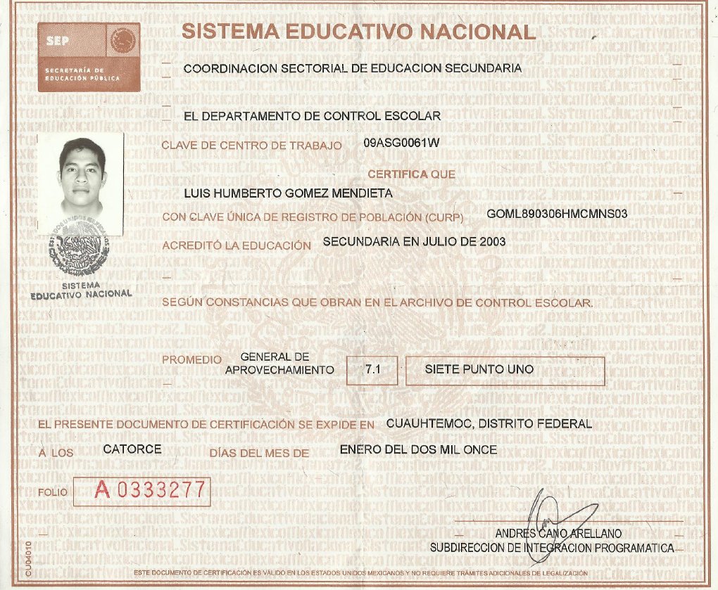 Certificado de Secundaria | PDF