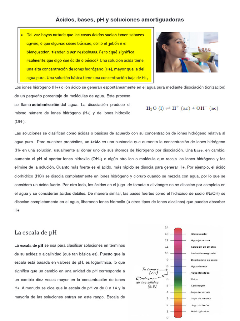 Ácidos, bases, pH y amortiguadores. | PDF | Ácido | Ph