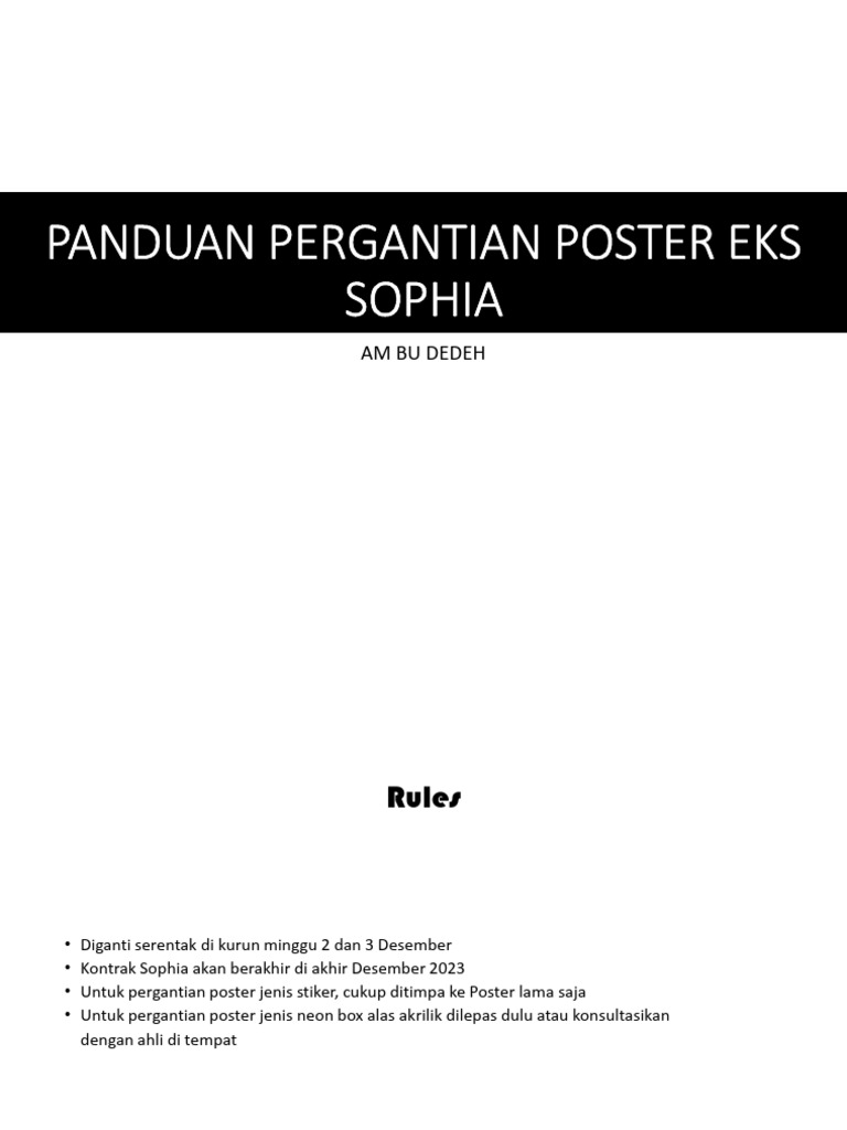 Panduan Pergantian Poster Eks Sophia - Area Bu Dedeh | PDF