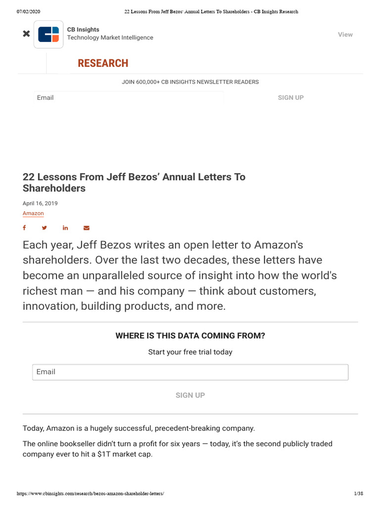 22 Lessons From Jeff Bezos' Annual Letters To Shareholders - CB ...
