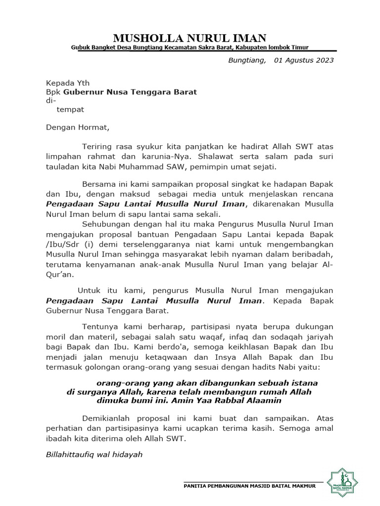 Proposal Pengadaan Sound System Masjid | PDF