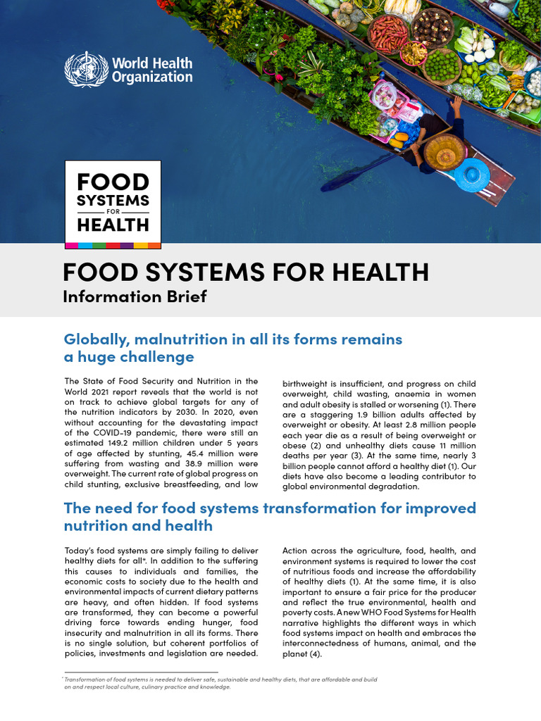 Who Food Systems For Health - Information Brief | PDF | Healthy Diet ...