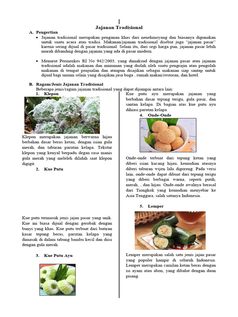 Jenis Jajan Pasar | PDF