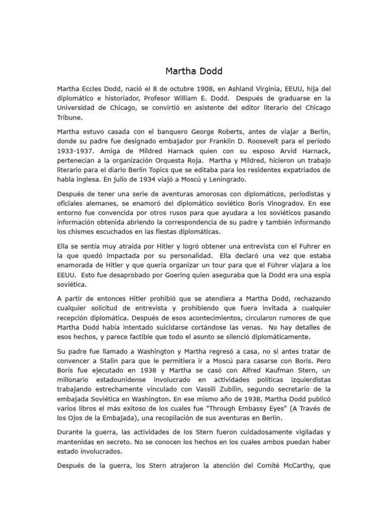 Vida y controversias de Martha Dodd | PDF | Política | Viajes y turismo