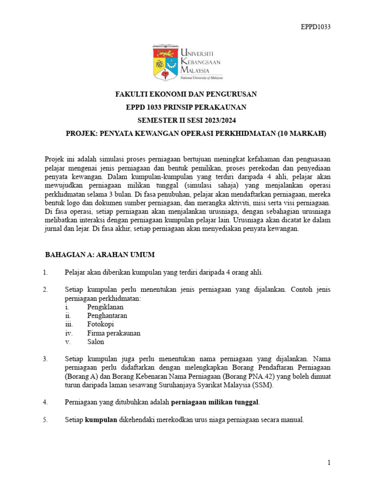 Projek EPPD 1033 Sem2 20232024 | PDF