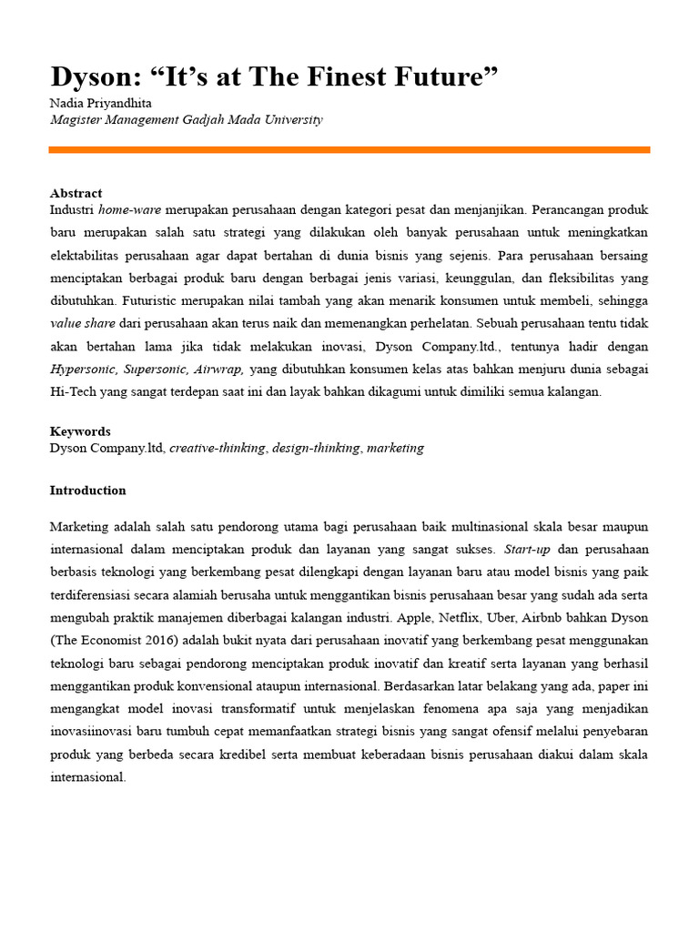 Paper MM - Dyson-Finest Future - Nadia Priyandhita | PDF | Seni