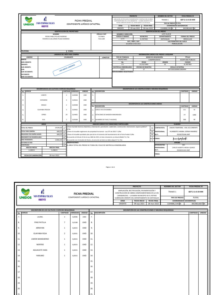 Ficha Predial 607-2-1-0-19-444 | PDF