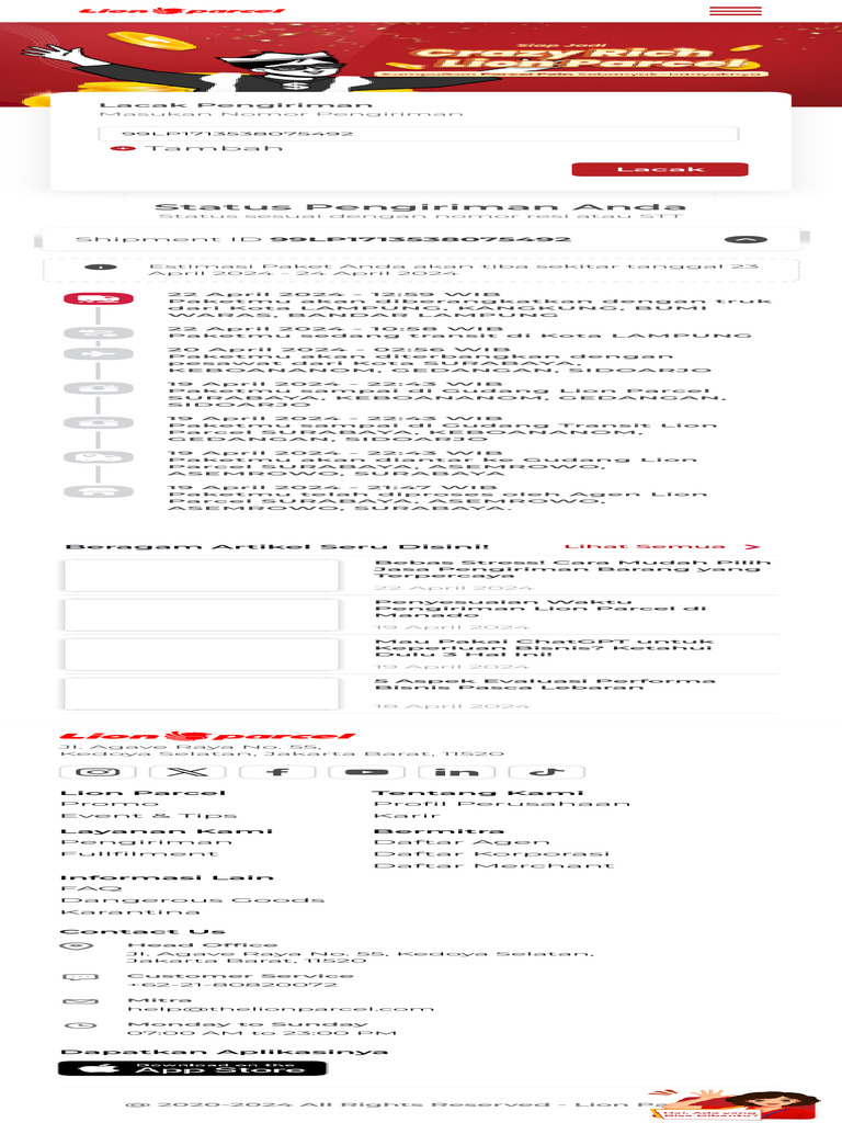 Cek Resi Lacak Pengiriman Paket Lion Parcel | PDF