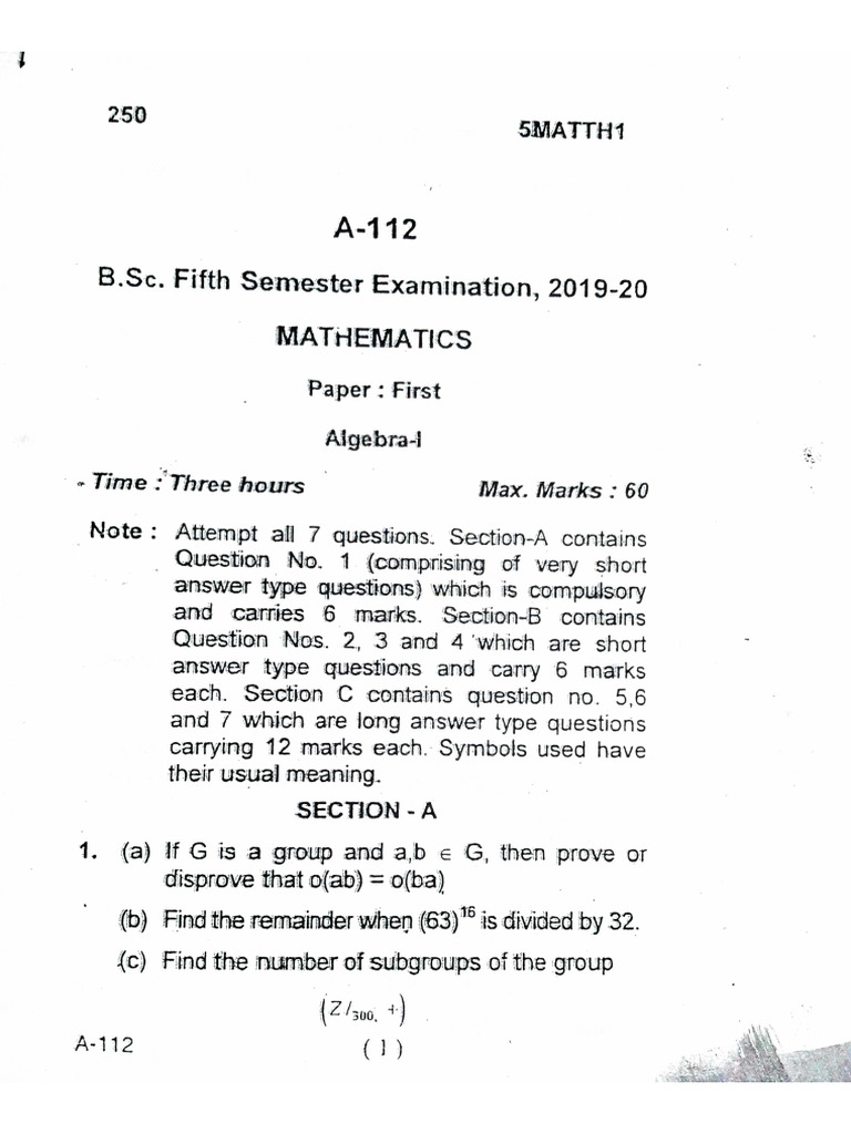 Maths 5th Sem. Previous Year Q.P. | PDF