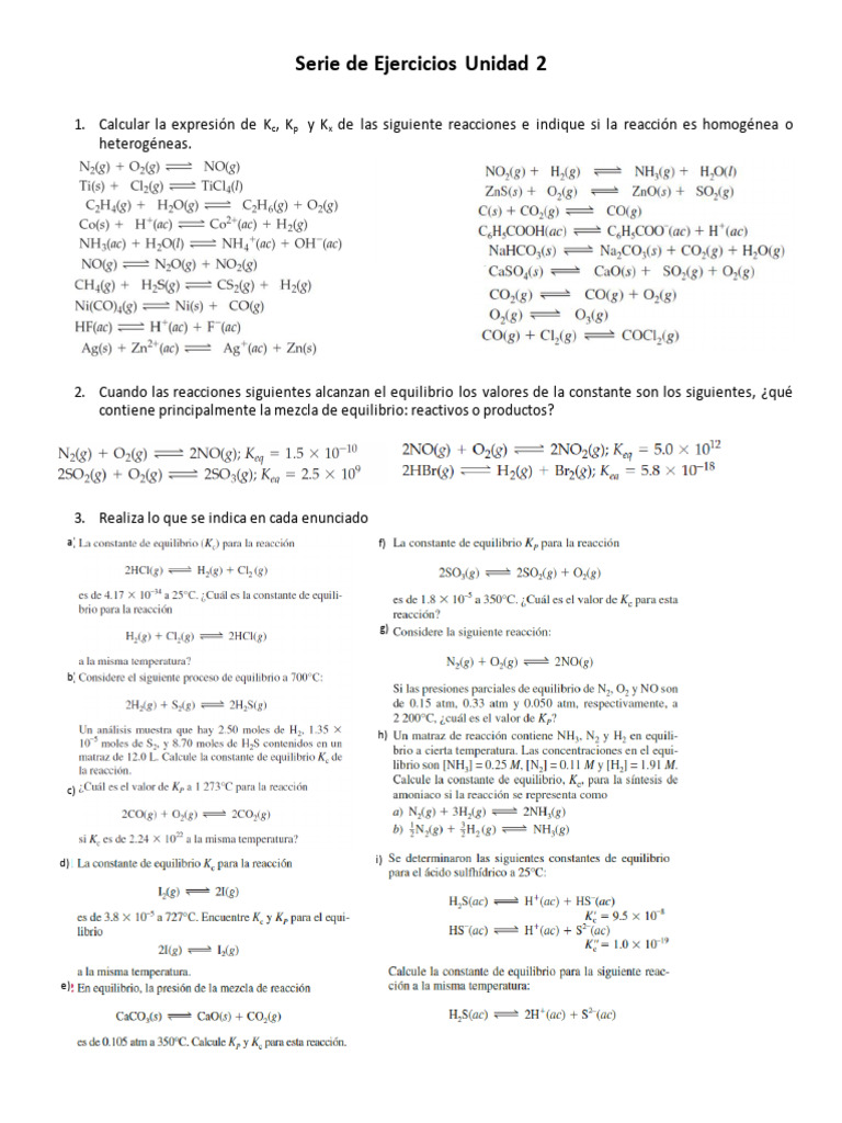 Serie de Ejercicios U2_Quimica Analitica 2 | PDF