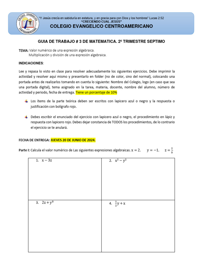 Act 3 - 2º Trimestre Mate Septimo | PDF | Matemáticas