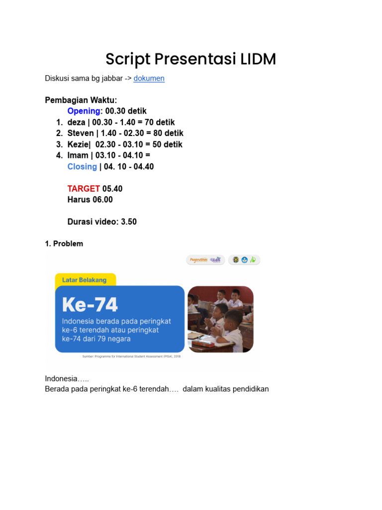 Script Presentasi LIDM | PDF | Karier & Perkembangan
