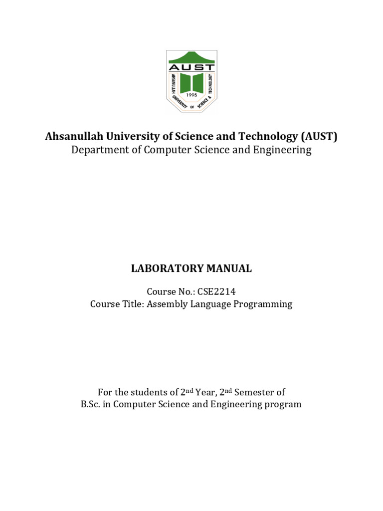 CSE2214 Lab Manual | PDF | Assembly Language | Integer (Computer Science)