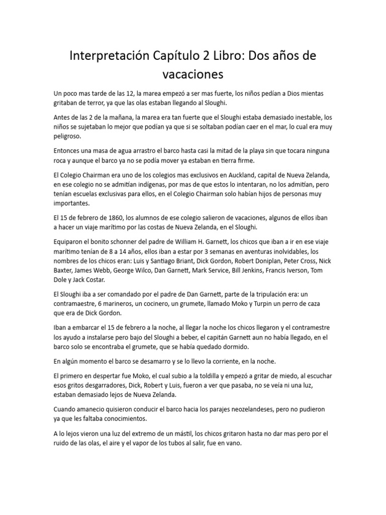 Interpretación Capítulo 2 Libro dos años de vacaciones | PDF | Buques