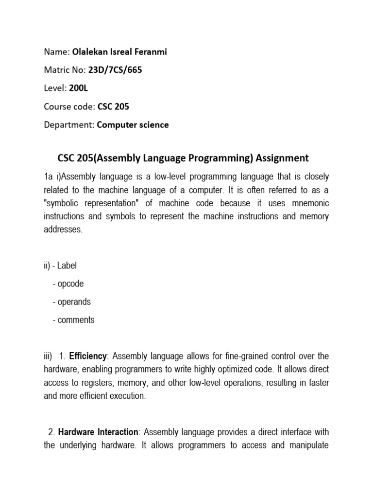 Document | PDF | Assembly Language | Central Processing Unit