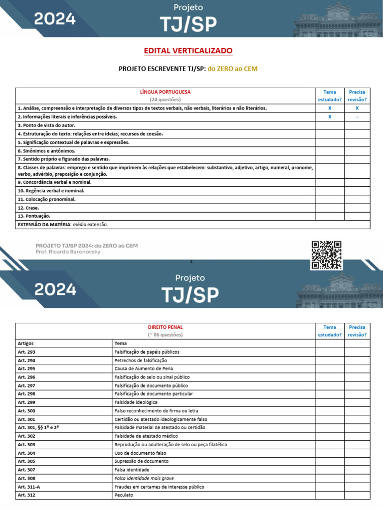 Edital Verticalizado - Escrevente TJ-SP 2024 | PDF | Sentença (jurídico ...