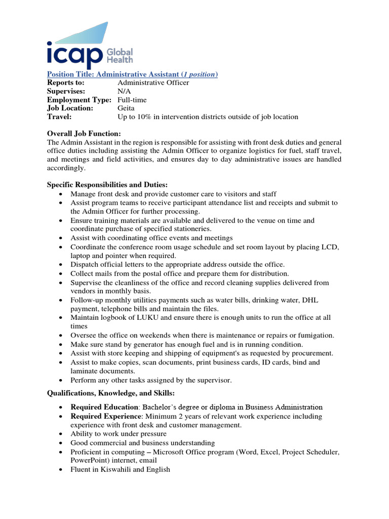 ICAP JD - Administrative Assistant | PDF | Mail